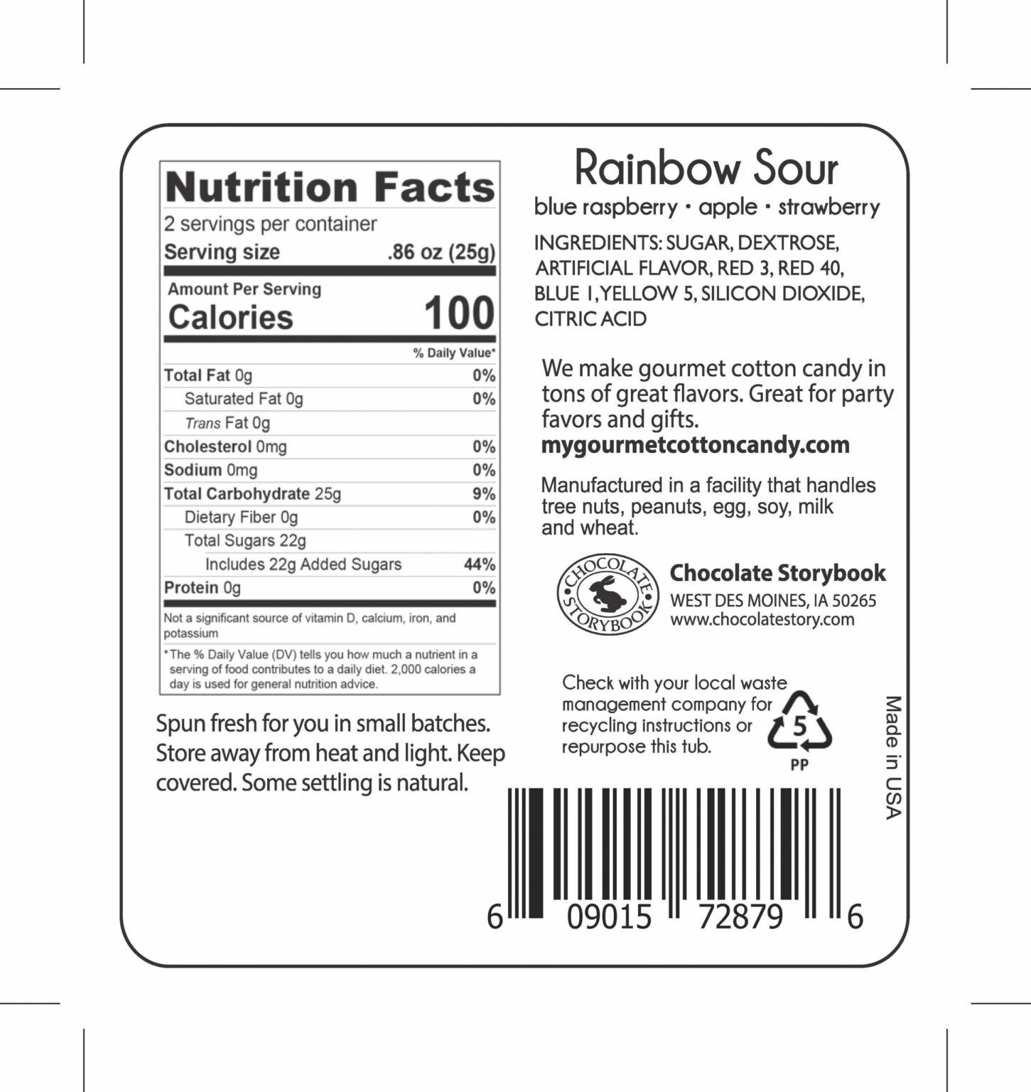 Pucker Puffs Sour Rainbow Cotton Candy - Shop Gourmet Cotton Candy